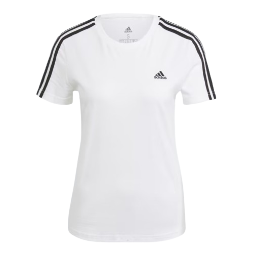 ADIDAS ESSENTIALS SLIM 3-STRIPES T-SHIRT - WOMEN - WHITE/BLACK – Just Sport