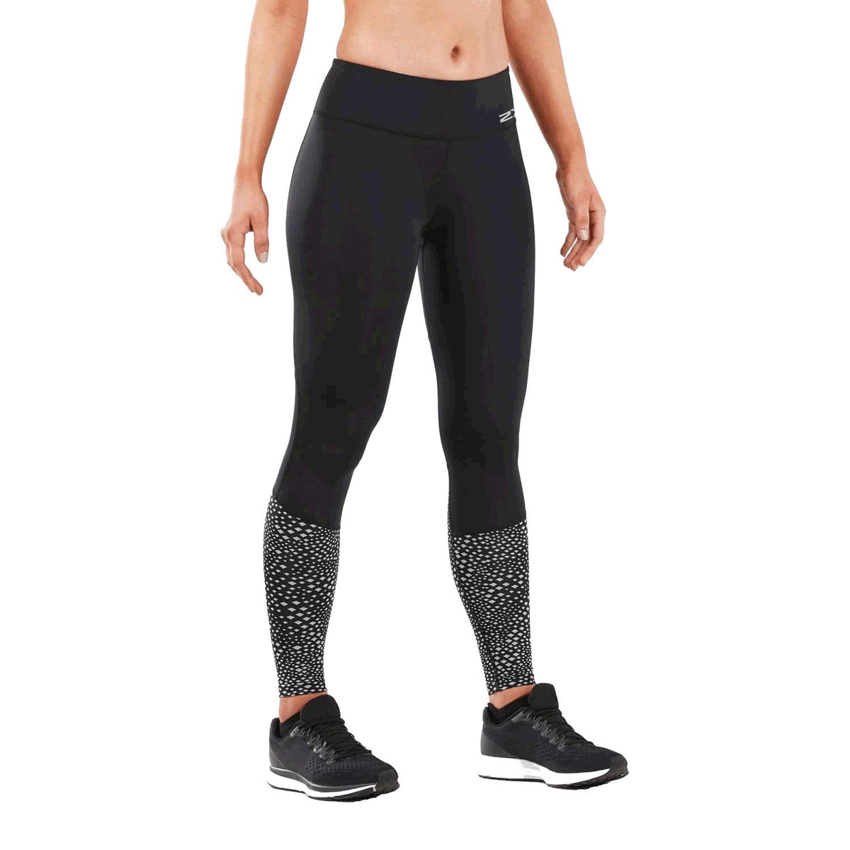 2XU Reflective Run Mid Rise Full Length Tights - Womens - BLK/SGR ...